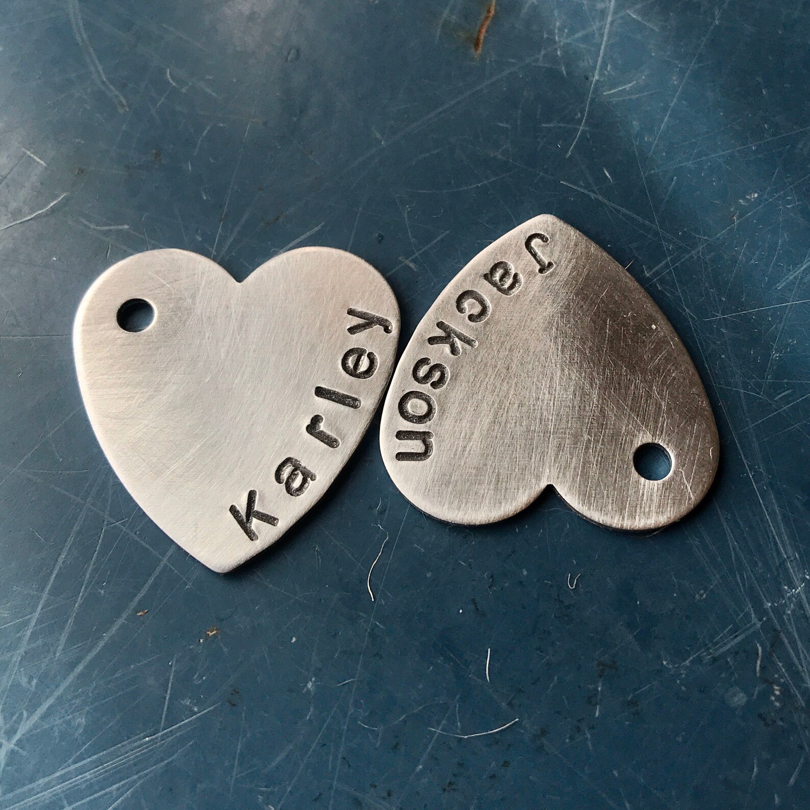 Valentines Day Heart Shaped Metal Tag With Hand-stamped Name - Etsy