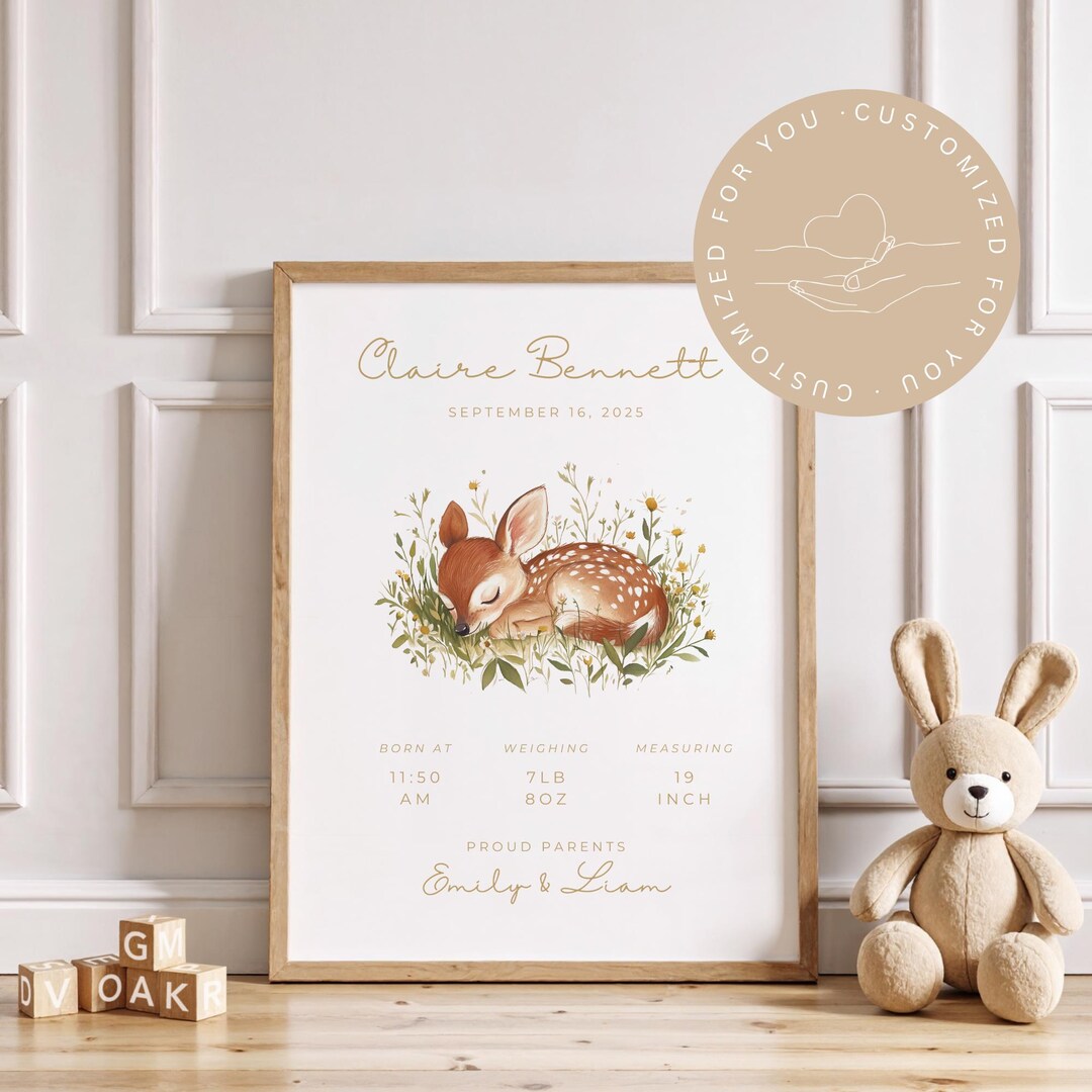 Personalized Baby Birth Stats Print: Nursery Decor Keepsake (PDF) - Etsy