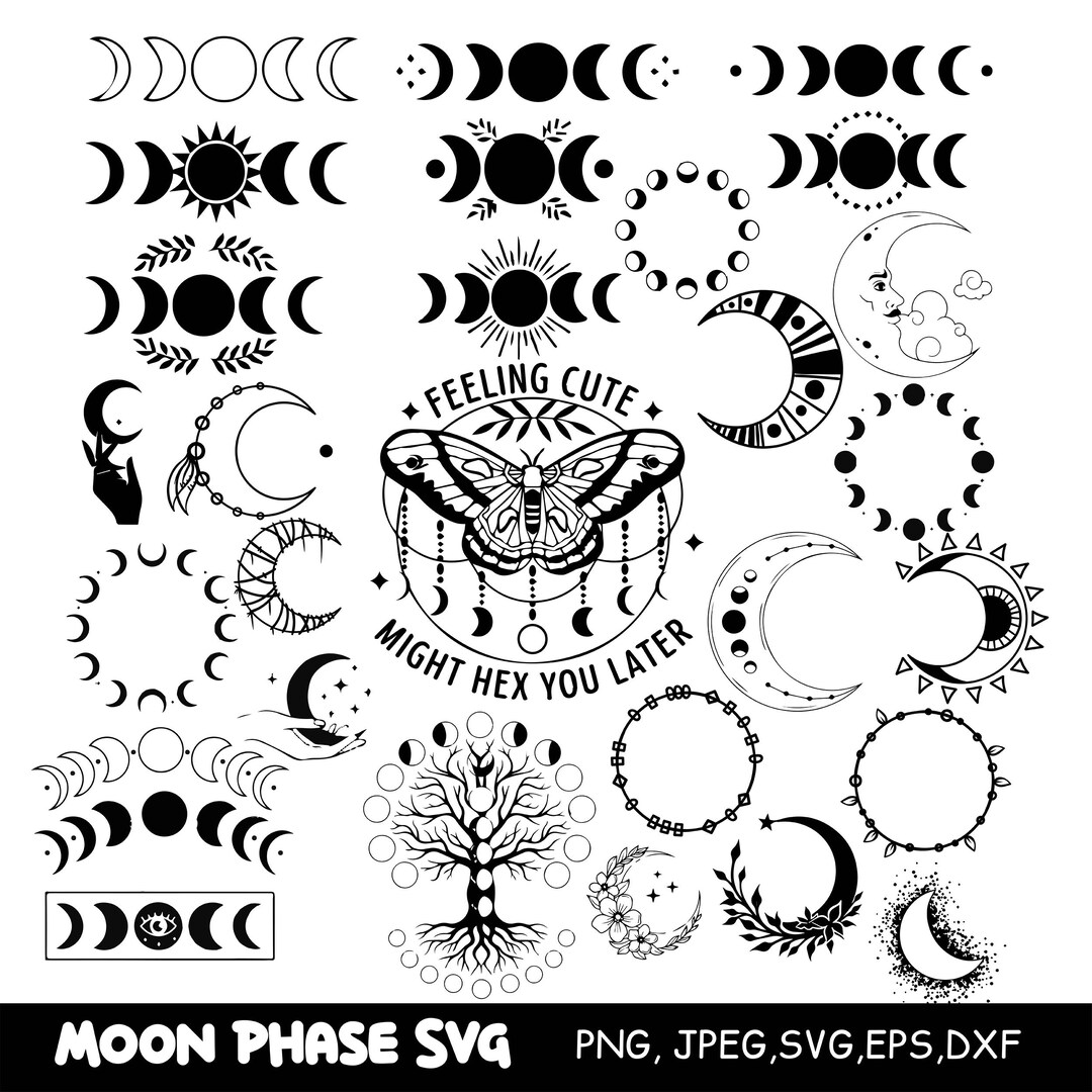 Mond Phase SVG Bundle, Hexerei Clipart, Cricut Cut Datei - Etsy.de