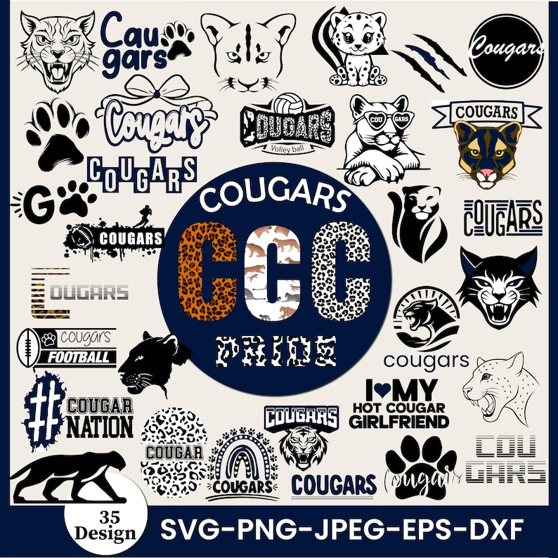 Cougars SVG Bundle: School Mascot Graphics, Cougar Pride SVG (digital ...