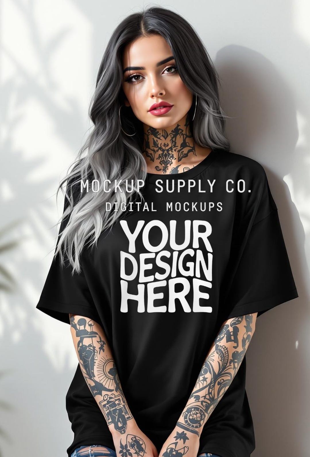 Black Shirt Digital Mockup | 2 JPG Lifestyle Mockups + Canva Template ...