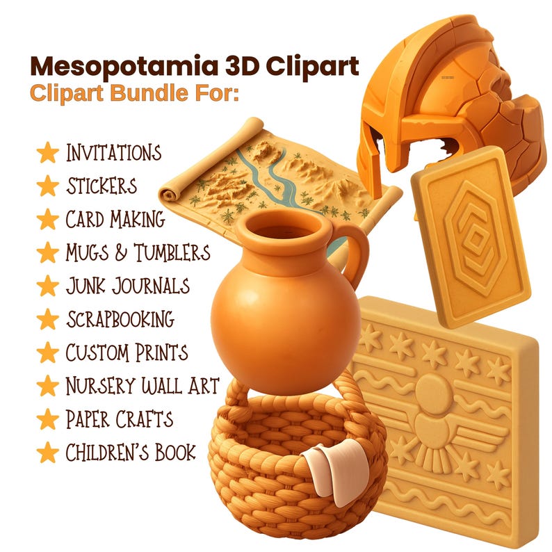 Mesopotamia 3D Clipart Bundle - 55 Ancient PNG Files for History ...