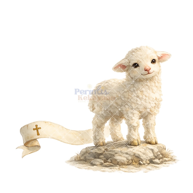 Lamb of God Watercolor Clipart, Christian Sacrifice Symbol, Easter ...