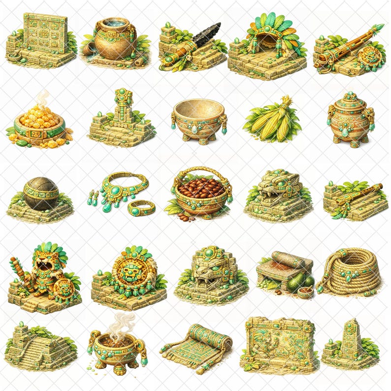 Maya Civilization 3D Clipart Bundle | Ancient Mayan History PNG Set for ...