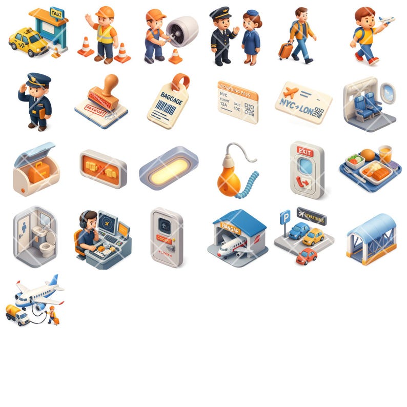Airport Travel Clipart PNG Set | Aviation Illustrations for Planner (61 ...