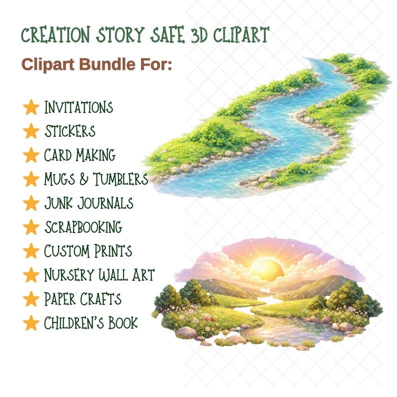 Creation Story Clipart Bundle | 60 Safe 3D PNG Files for Kids, Bible ...
