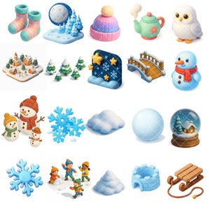 Winter Wonderland PNG Bundle | 50 Cute Winter Clipart | Snowman, Polar ...