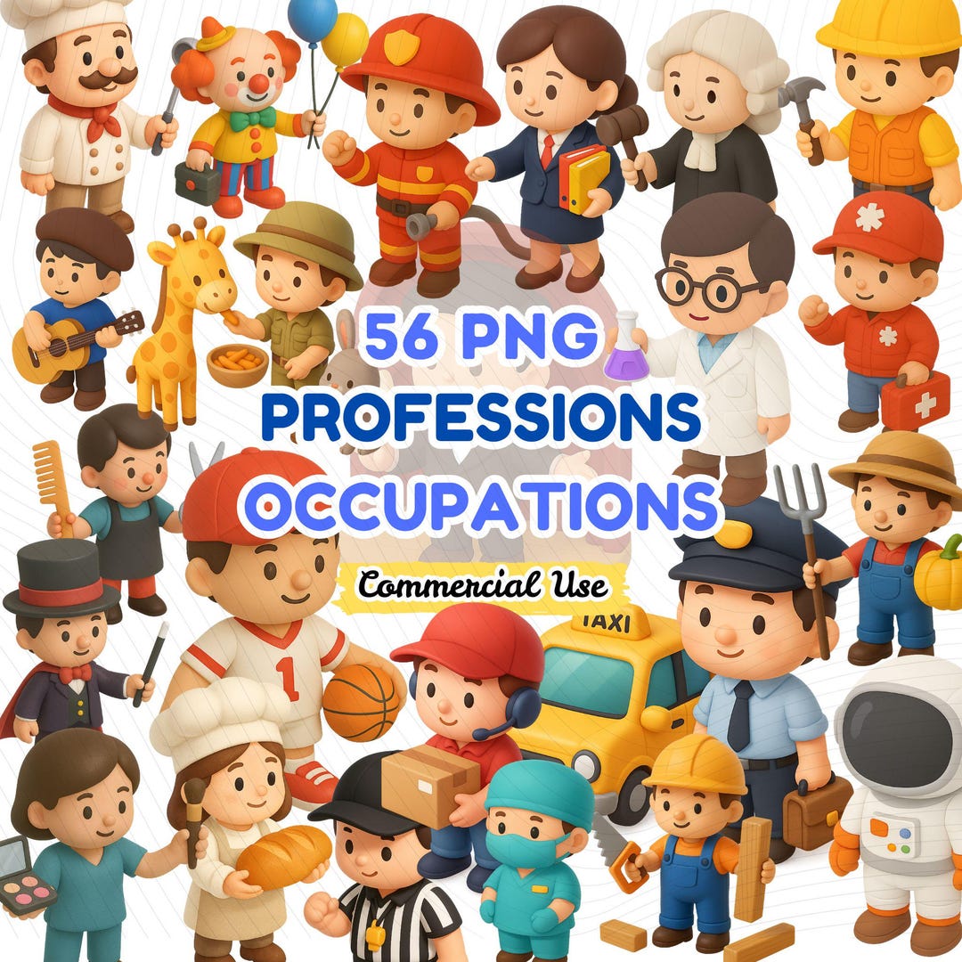 Professions Occupations 3D Isometric Clipart – 53 PNG Bundle | Jobs ...