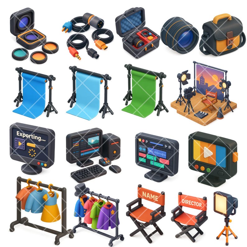 Photography and Film Studio Clipart | Movie Maker and Camera Equipment ...