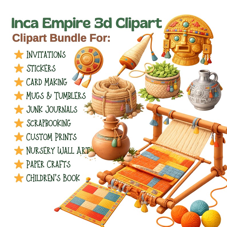 Inca Empire Clipart Bundle - 55 3D Ancient PNG Files for History ...