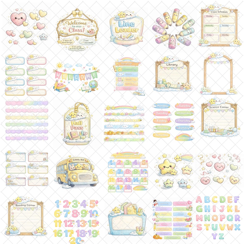 Kawaii Classroom Decor Clipart – 3D School Elements, Teacher Printables ...