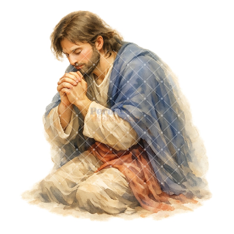 Family Prayer Watercolor Art: Humble Devotion Illustration (digital ...