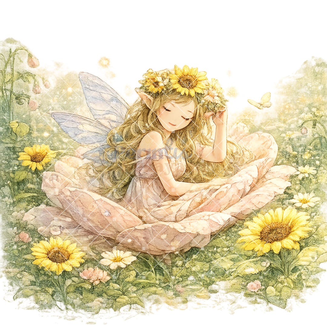 Fairy Flower Watercolor Clipart 13 PNG Files Fantasy Floral Girl ...