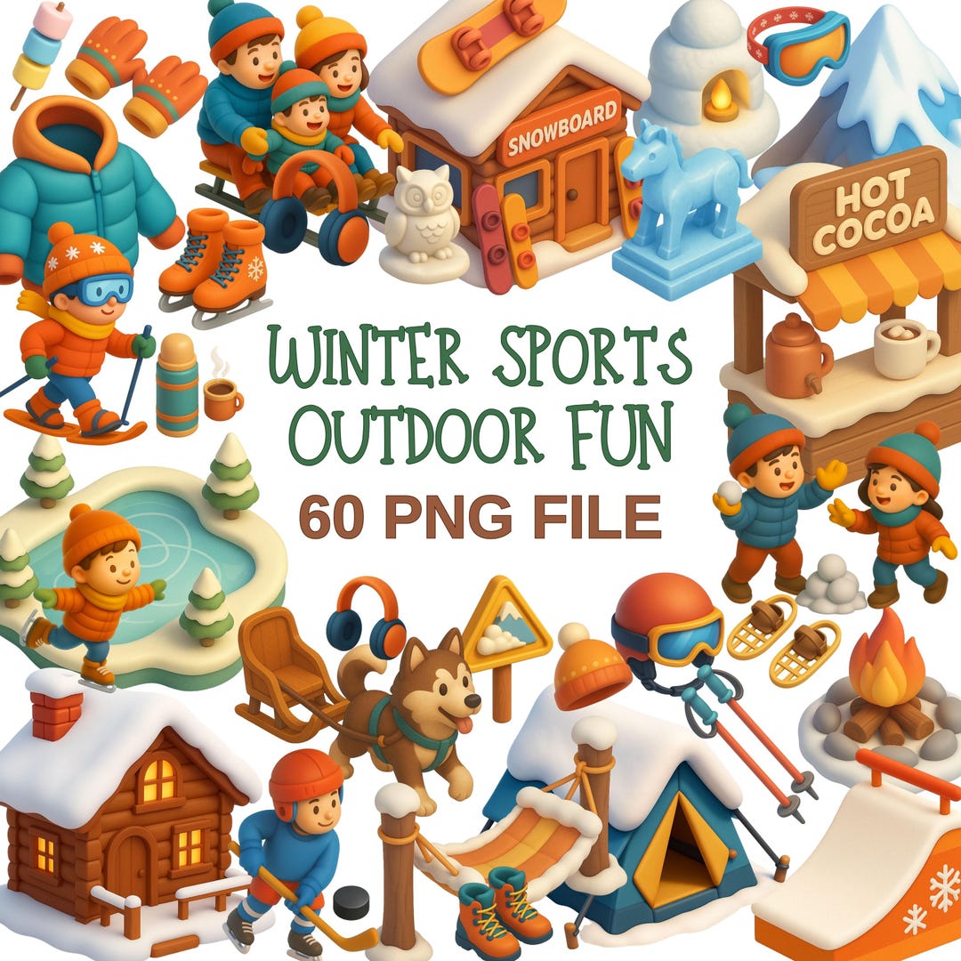 Winter Sport Clipart | 3D Outdoor Fun PNG Set (60 Dateien) - Etsy.de
