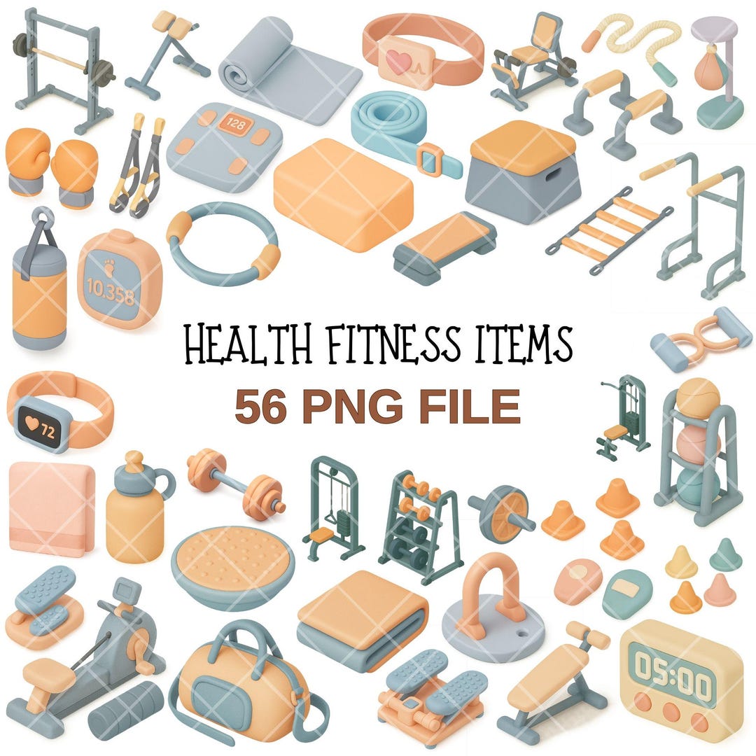 3D Fitness Clipart Bundle – 56 Health PNG Files (digital Download) - Etsy