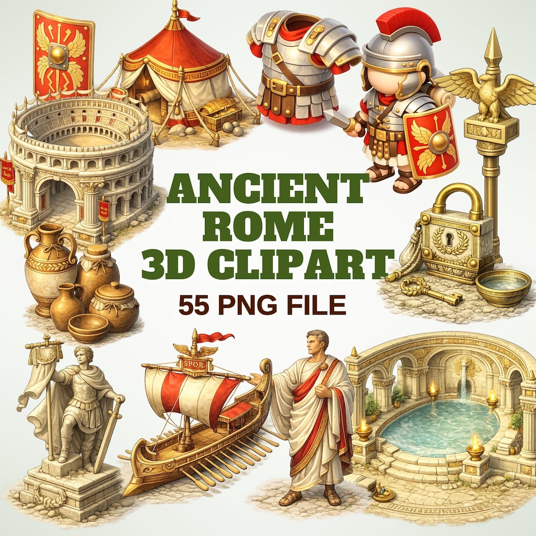 Ancient Rome 3D Clipart Set | 55 PNG Historical Empire Graphics - Etsy