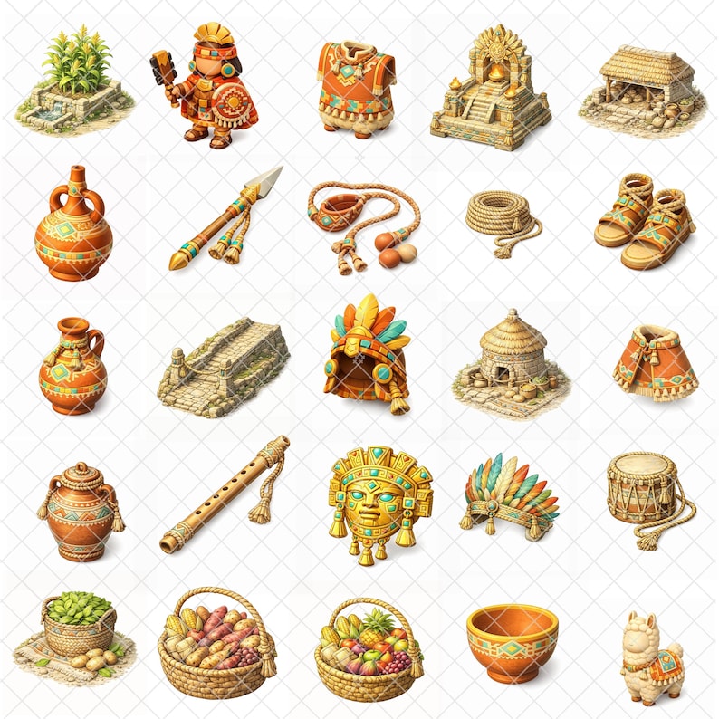 Inca Empire 3D Clipart Set | 55 PNG Historical Culture Graphics ...
