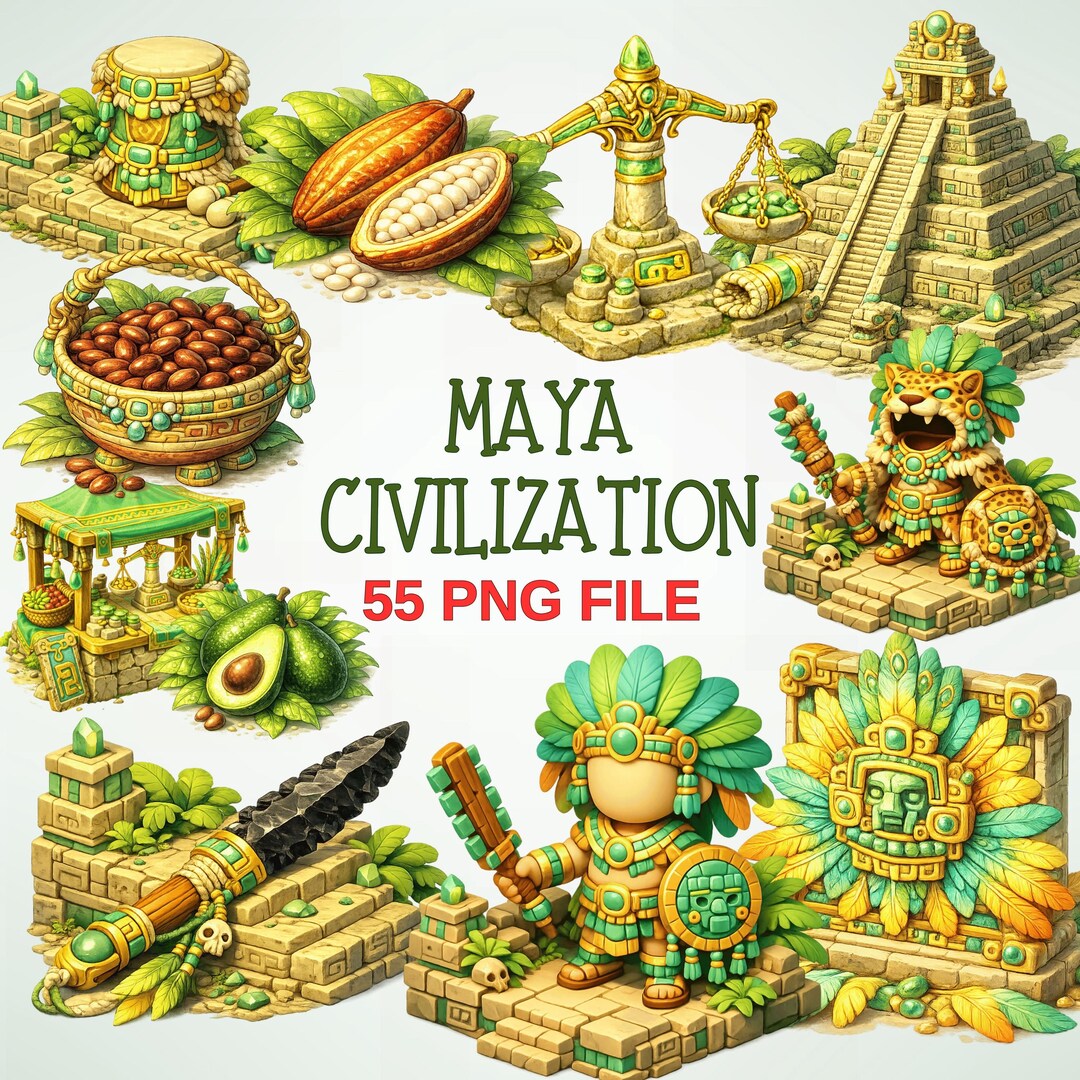 Maya Civilization 3D Clipart Bundle | Ancient Mayan History PNG Set for ...