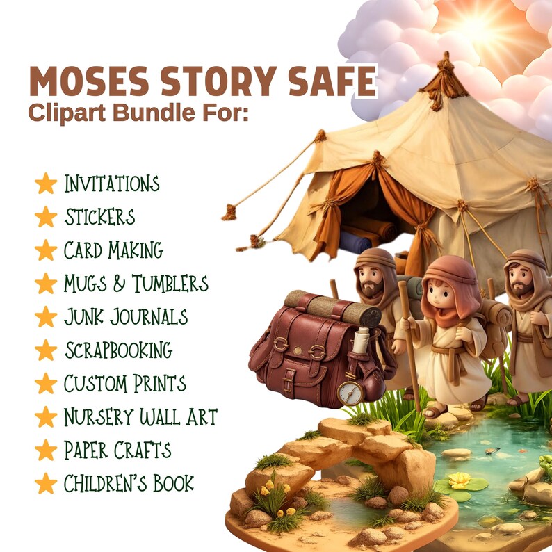 Moses Bible Story Clipart – 50 PNG Isometric Graphics for Christian ...