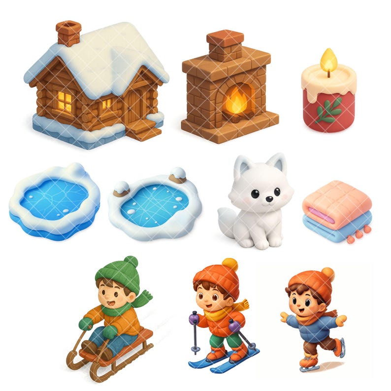 Winter Wonderland PNG Bundle | 50 Cute Winter Clipart | Snowman, Polar ...