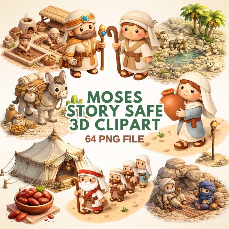 Moses Bible Story Clipart | 64 PNG 3D Christian Bible Characters ...