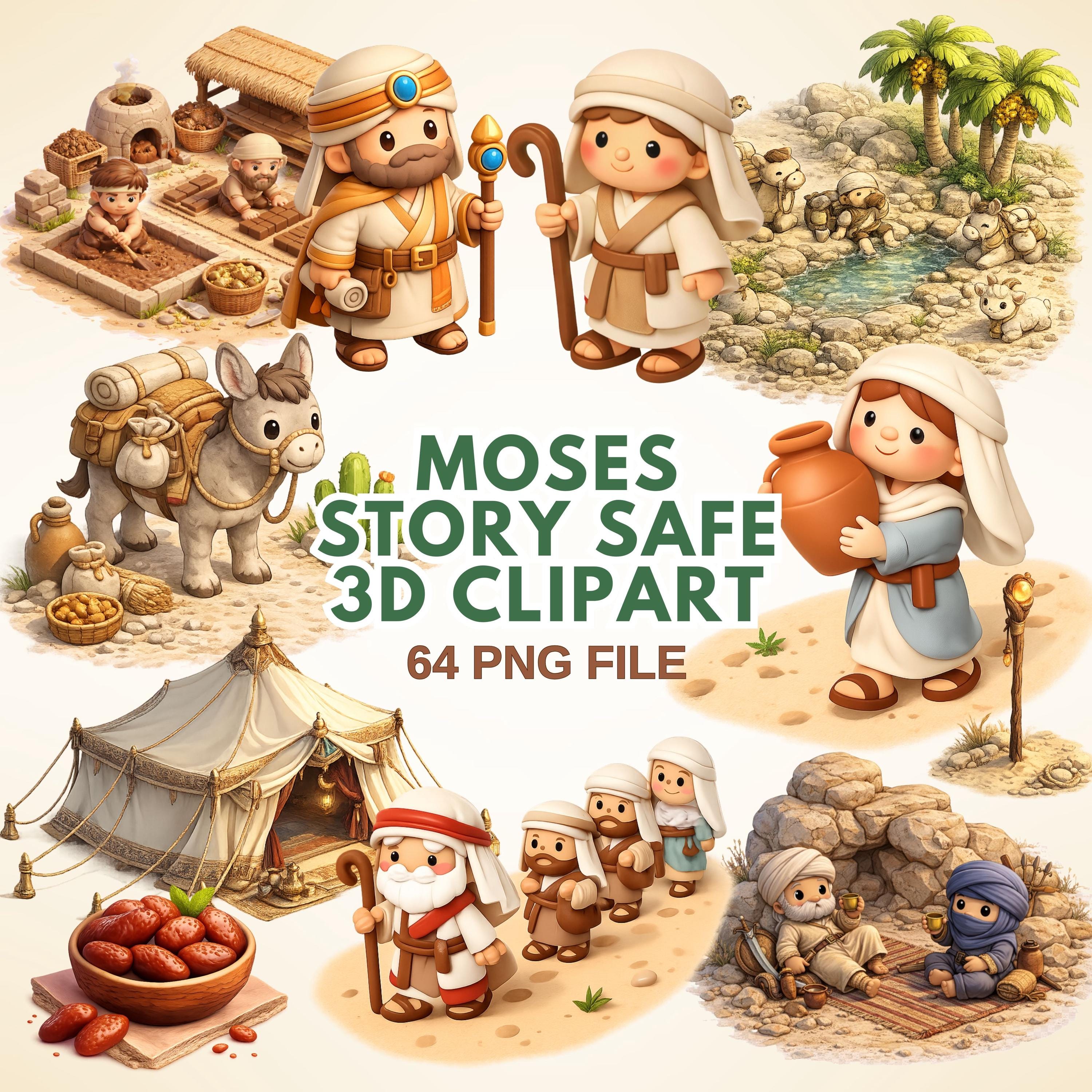 Moses Bible Story Clipart | 64 PNG 3D Christian Bible Characters ...