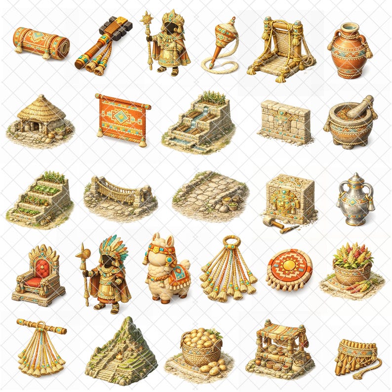 Inca Empire 3D Clipart Set | 55 PNG Historical Culture Graphics ...