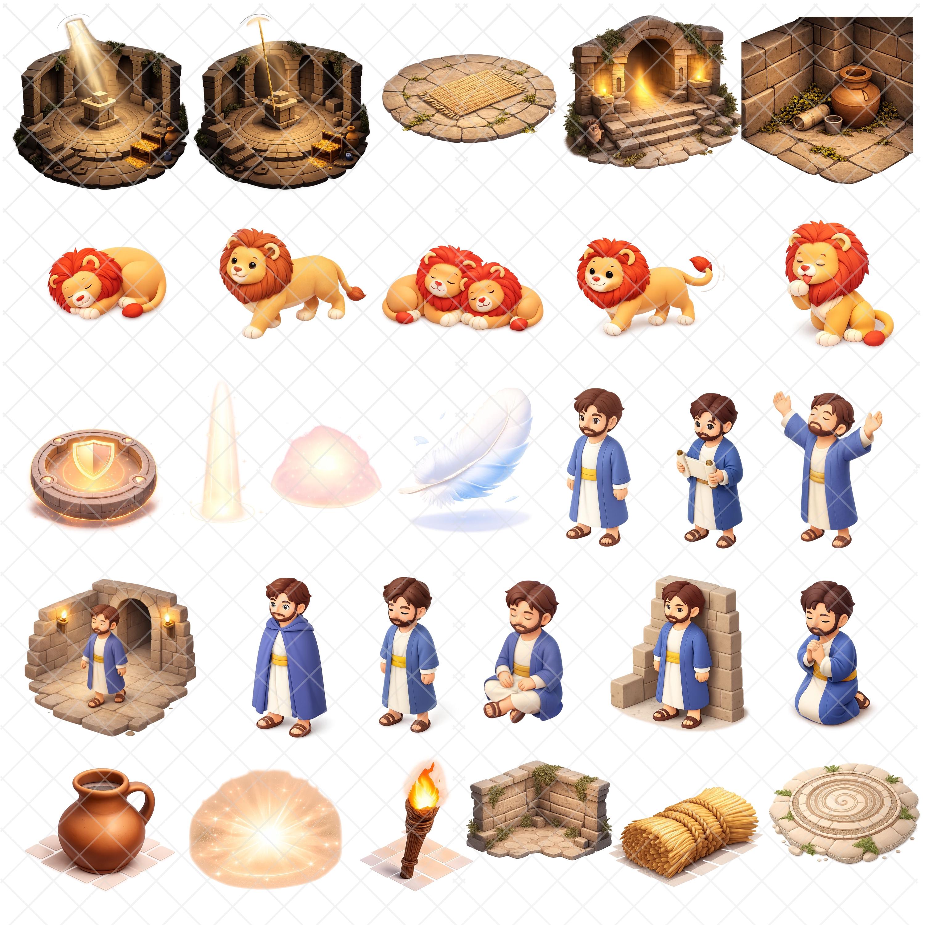 Daniel and the Lions 3D Bible Clipart | Christian Story Pngs, Sunday ...