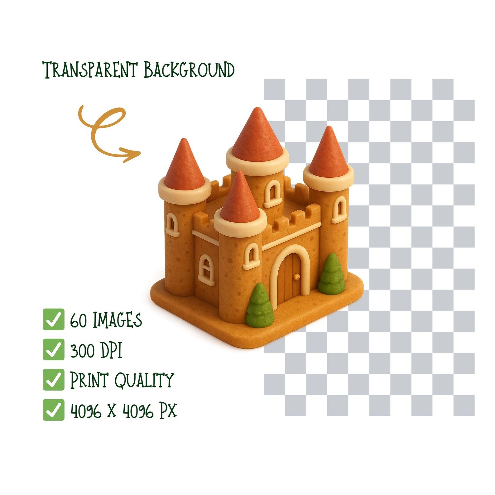 Gingerbread Village Clipart | 3D Christmas PNG Set (60 Files) - Etsy