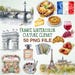France Watercolor Culture Clipart | 50 PNG French Food, Landmarks ...