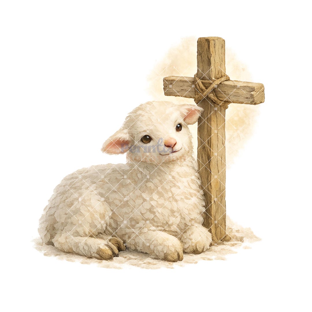 Lamb of God Watercolor Clipart, Christian Sacrifice Symbol, Easter ...