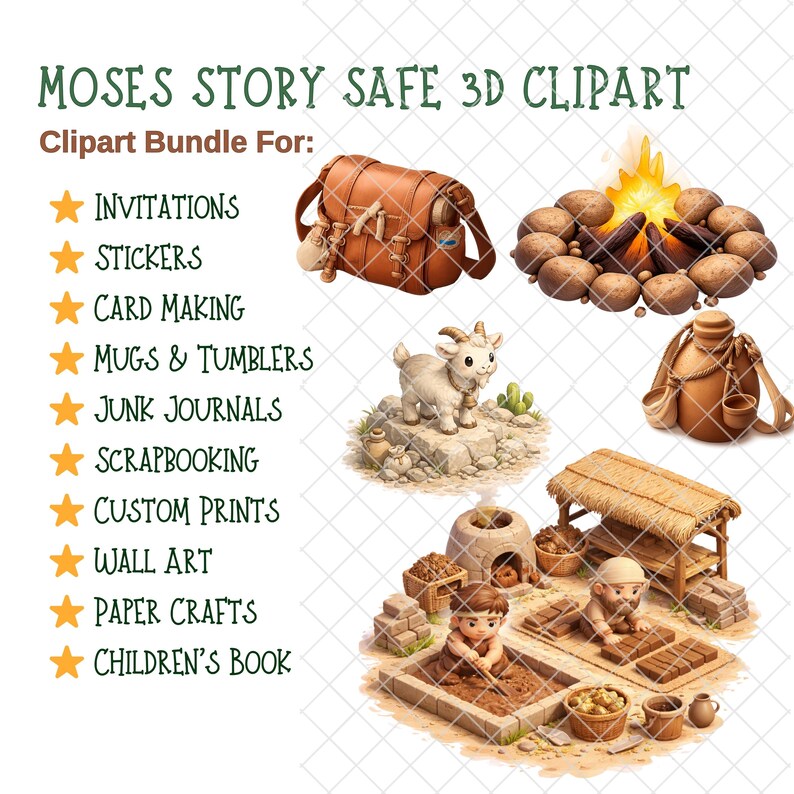 Moses Bible Story Clipart | 64 PNG 3D Christian Bible Characters ...