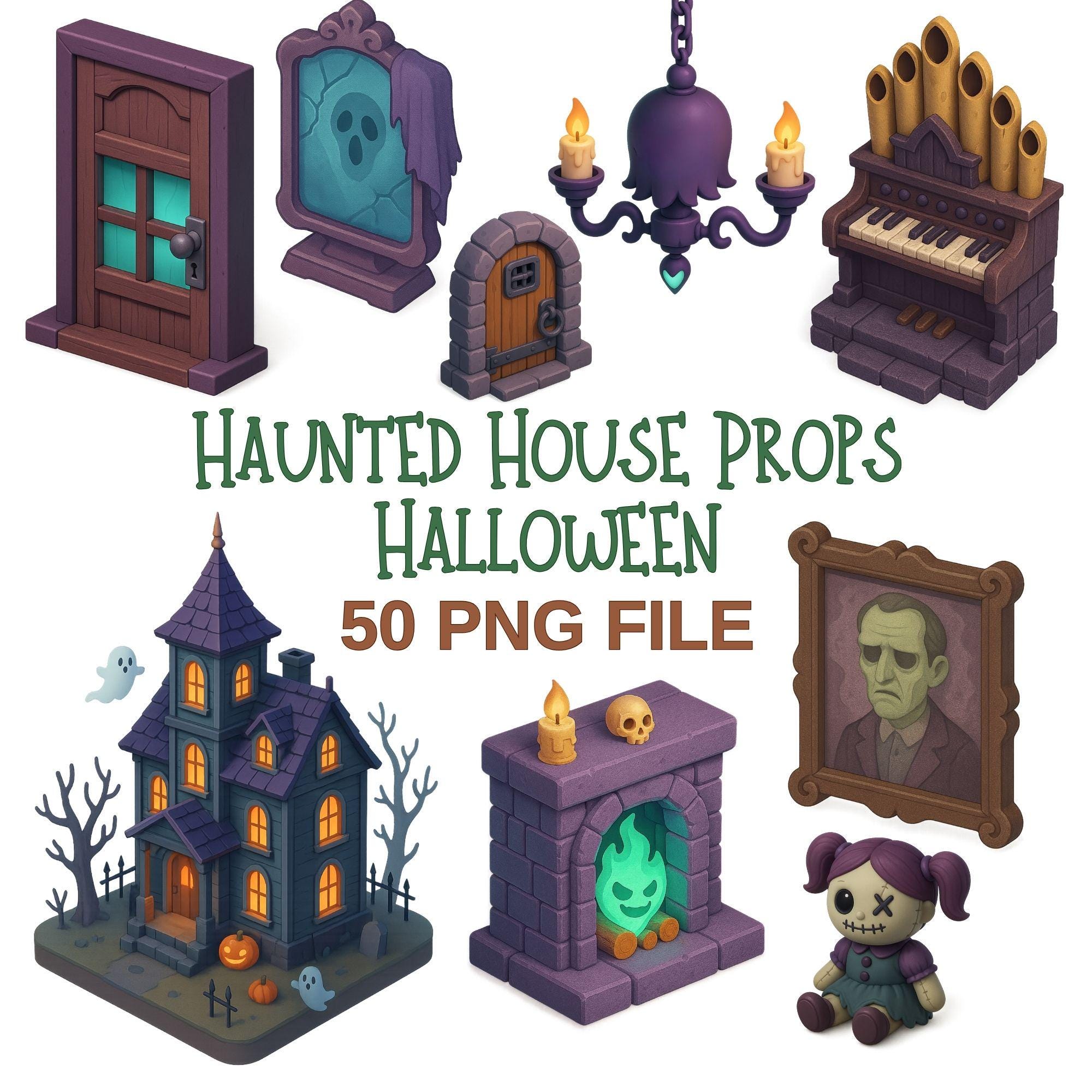 Haunted House Clipart | Halloween Spooky Props PNG Set - Etsy