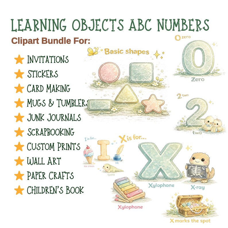 ABC Numbers Learning Clipart - 56 PNG Educational Letters and Counting ...