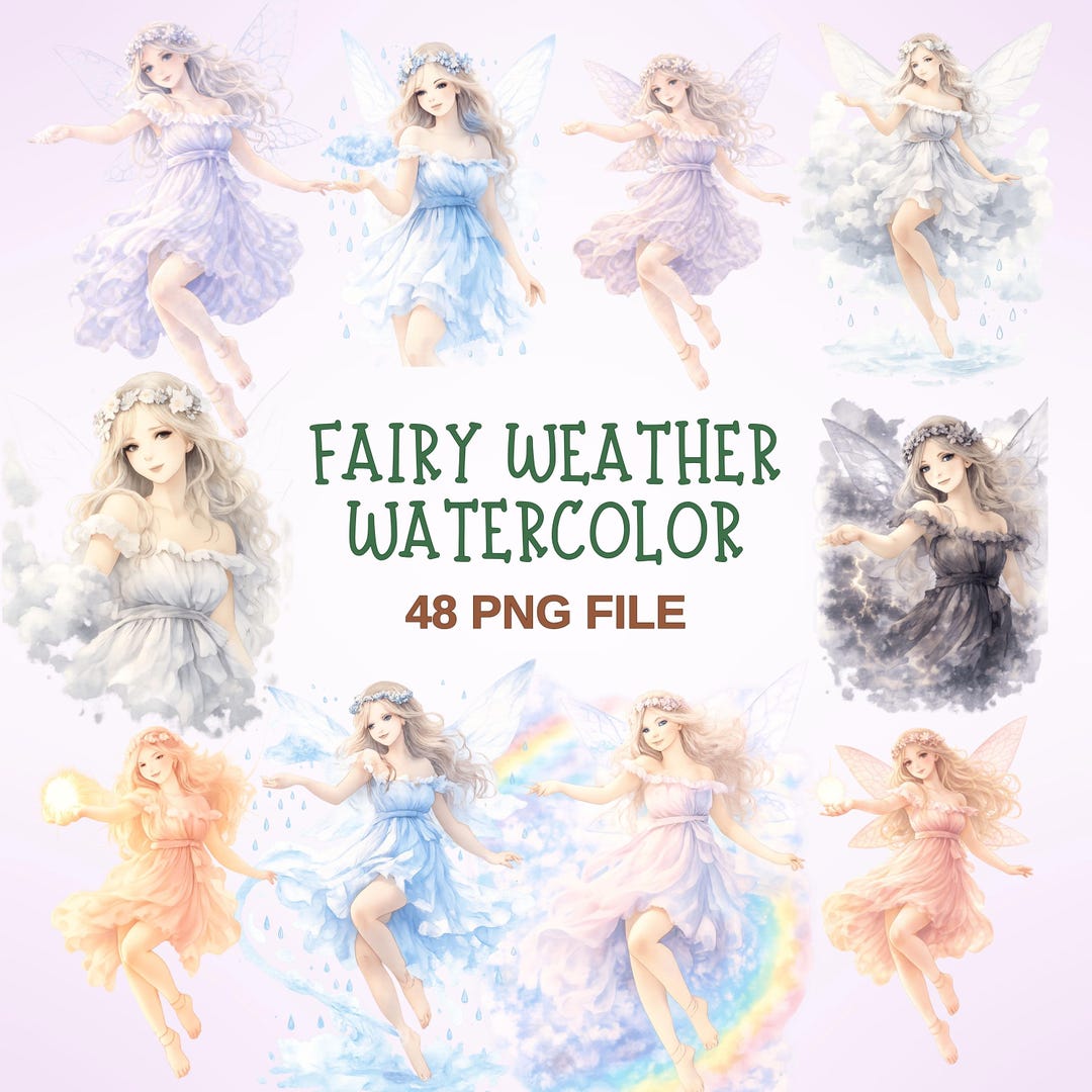 Fairy Weather Clipart – Watercolor Fairy PNG Bundle for Magical ...