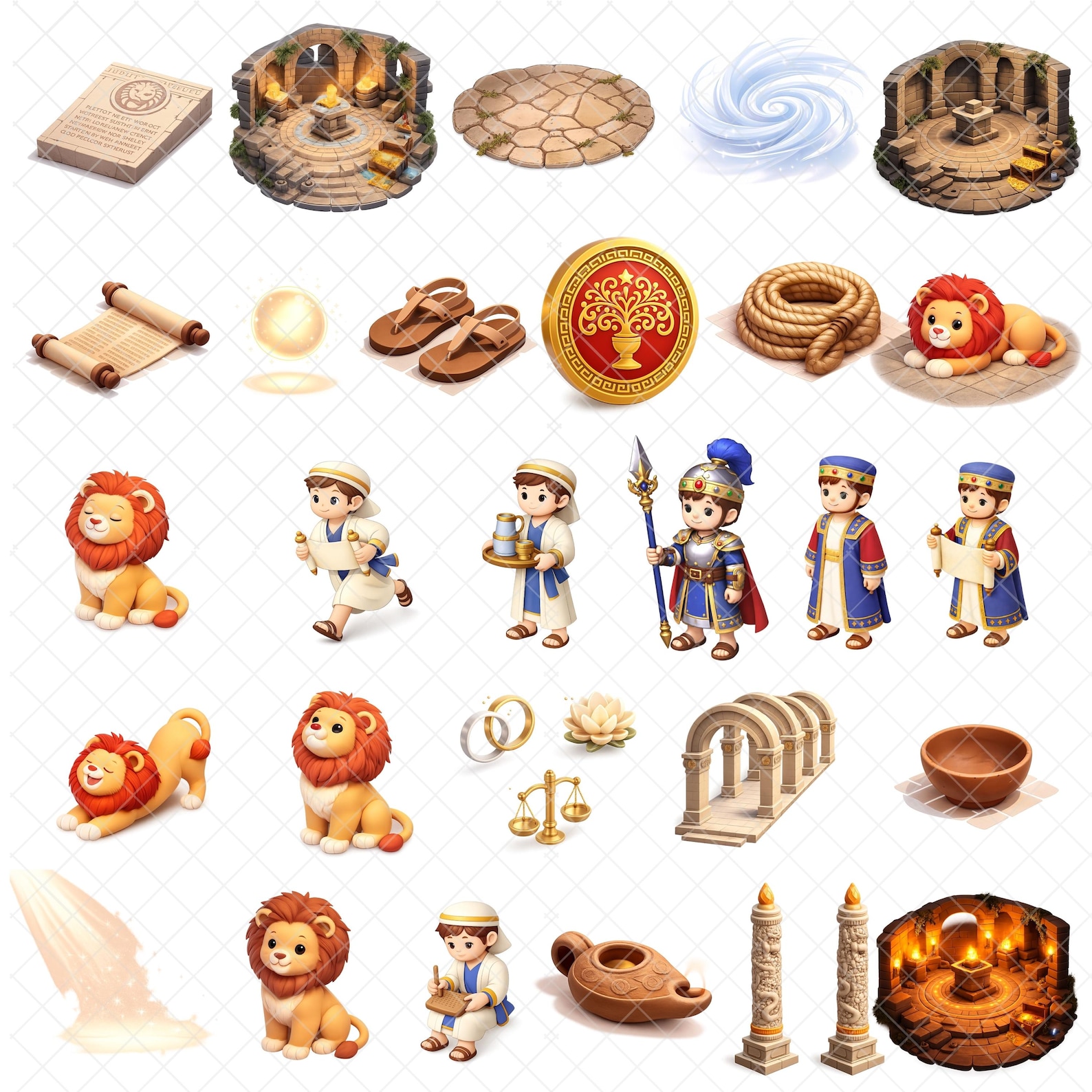 Daniel and the Lions 3D Bible Clipart | Christian Story Pngs, Sunday ...