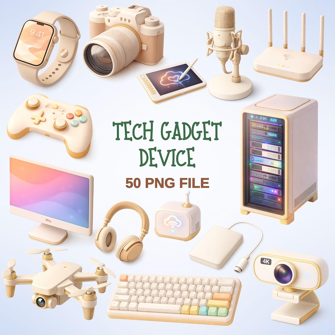 Modern Tech Gadget Clipart | 3D PNG Files for Blogs & Planners (digital ...