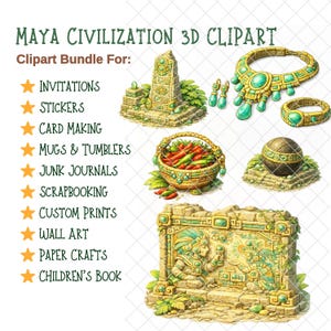 Maya Civilization 3D Clipart Bundle | Ancient Mayan History PNG Set for ...