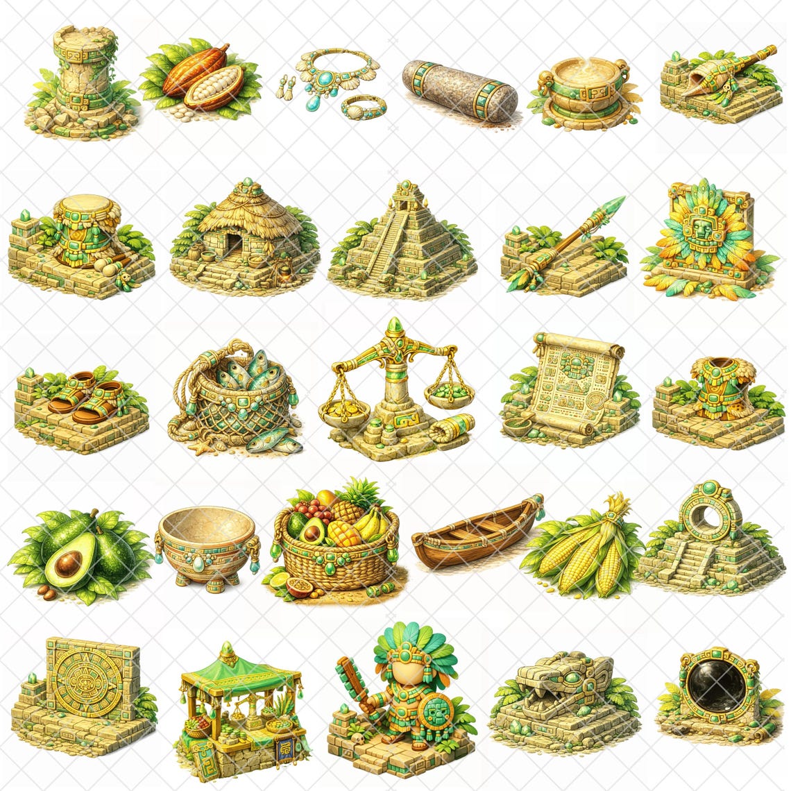 Maya Civilization 3D Clipart Bundle | Ancient Mayan History PNG Set for ...