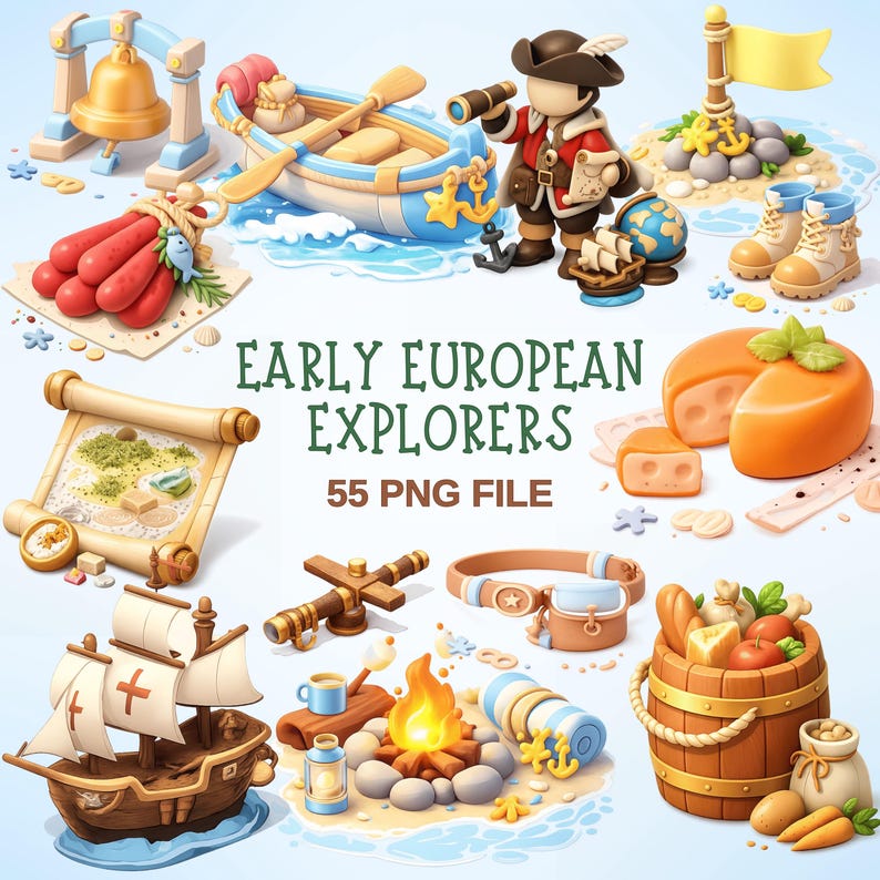 Early European Explorers 3D Clipart | 55 PNG Files | History Classroom ...