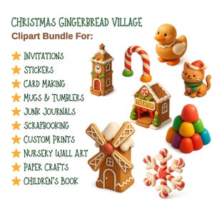 Gingerbread Village Clipart | 3D Christmas PNG Set (60 Files) - Etsy