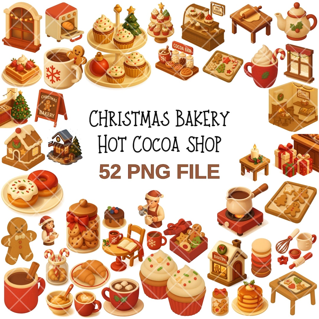 Christmas Bakery Clipart Bundle - Hot Cocoa Shop Pngs - Holiday Sweets ...