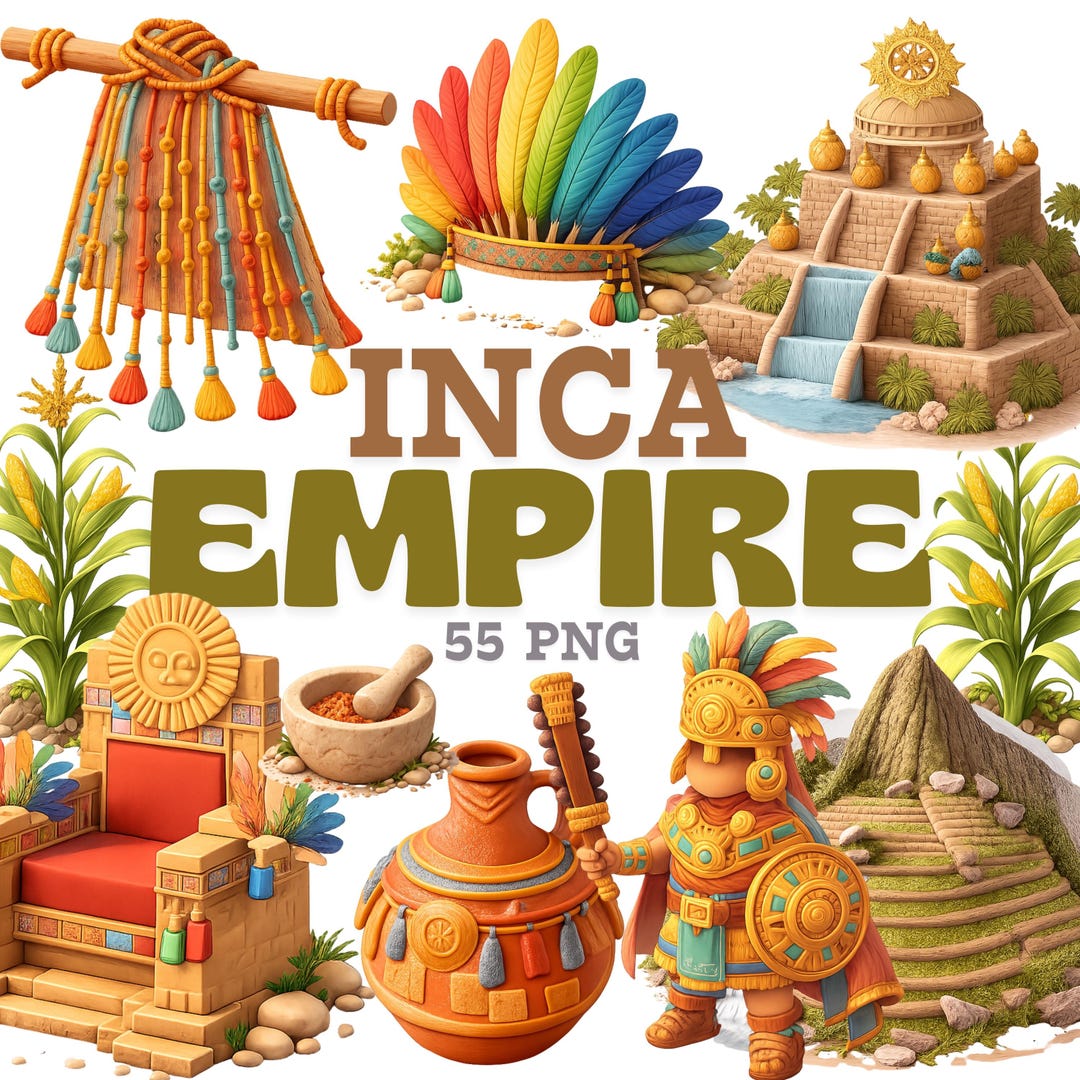 Inca Empire Clipart Bundle - 55 3D Ancient PNG Files for History ...