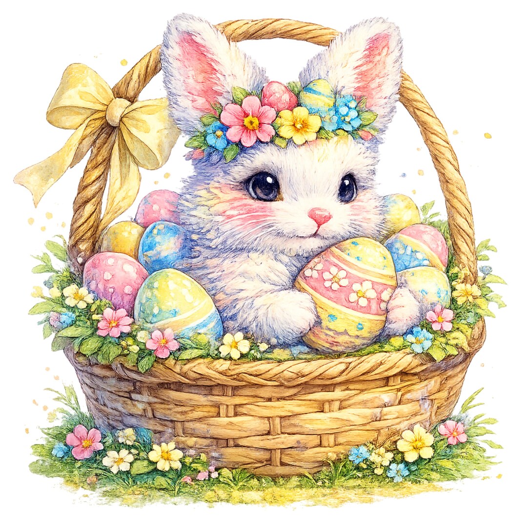 Easter Bunny Clipart Mega Bundle | 13 PNG Files | Pastel Watercolor ...