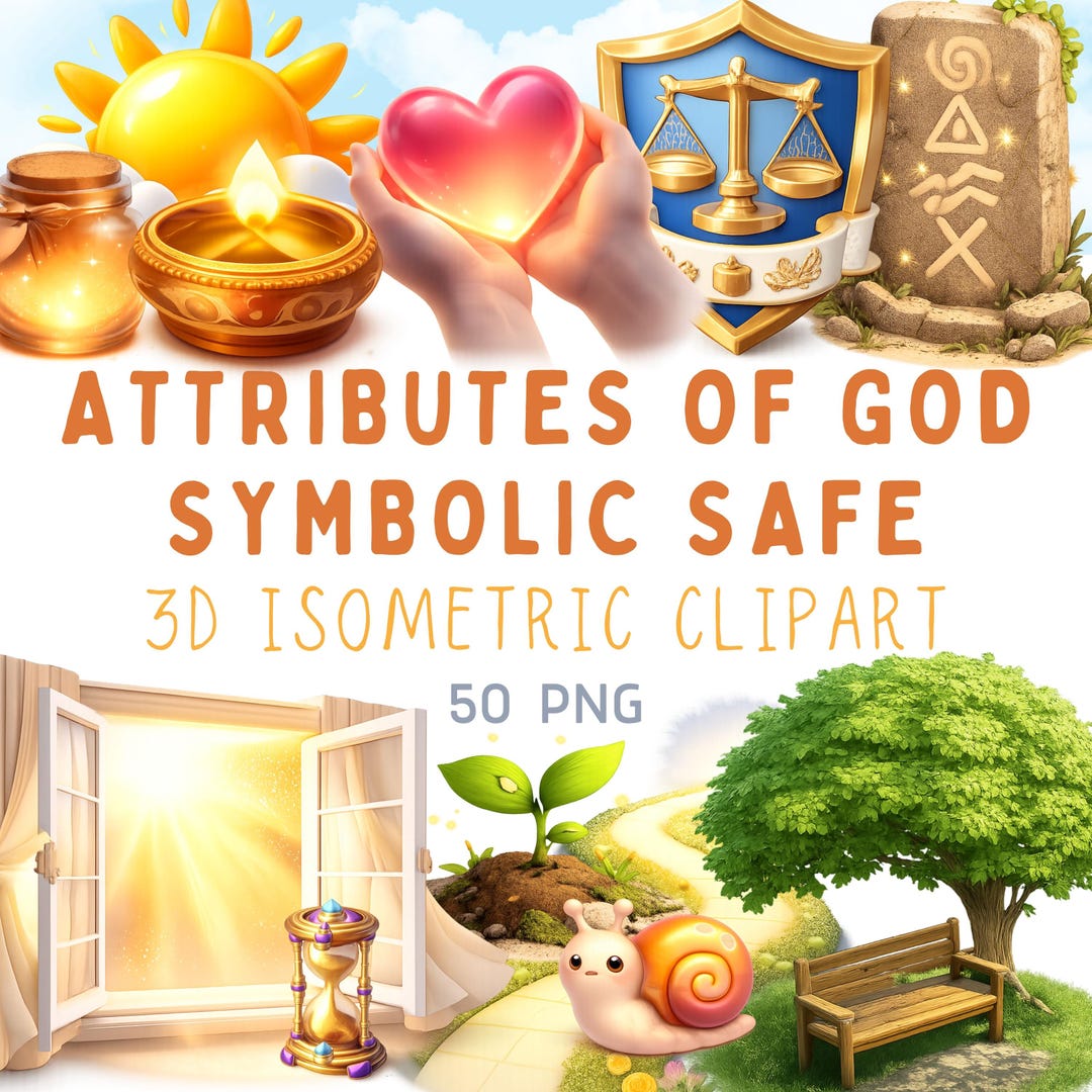 Attributes of God Symbolic Safe Clipart Bundle 50 PNG Christian Faith ...