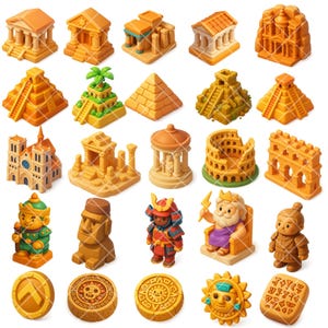 Ancient Civilizations Clipart | 3D History Landmarks, Egypt, Rome (PNG ...