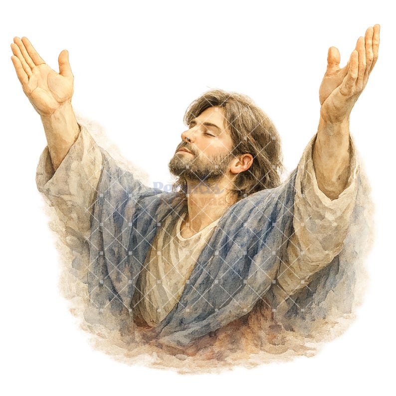 Family Prayer Watercolor Art: Humble Devotion Illustration (digital ...