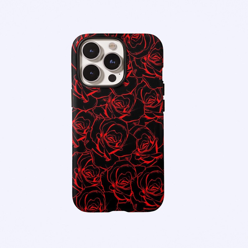 Black‑red Line Art Rose Phone Case,mysterious Romantic Gothic Floral ...