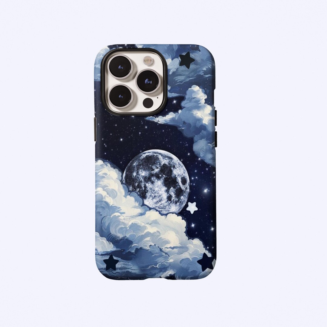 Full Moon,clouds and Starlight Phone Case,oil Painting Night Sky,for ...