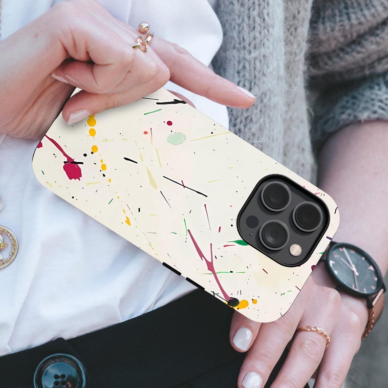 Pastel Splatter Abstract Phone Case,minimal Girly Light Playful Print ...